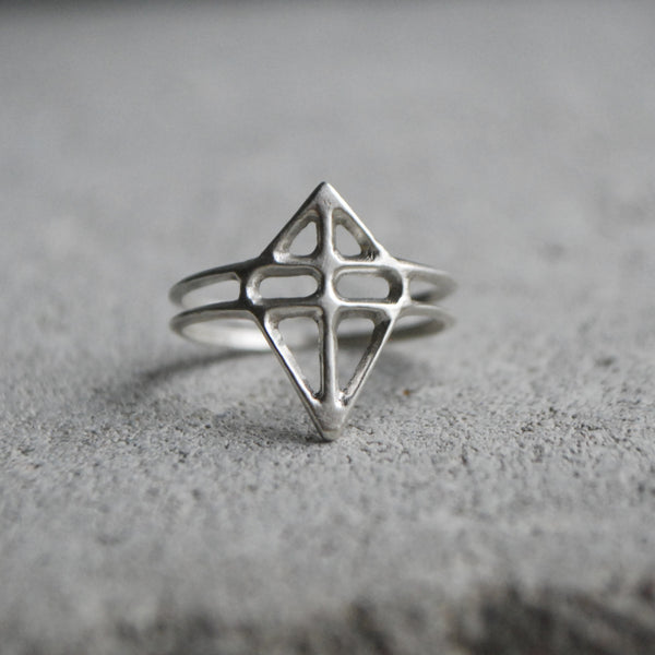 Ruuti Ring Silver, handmade in Stockholm Sweden, edgy geometric design ...